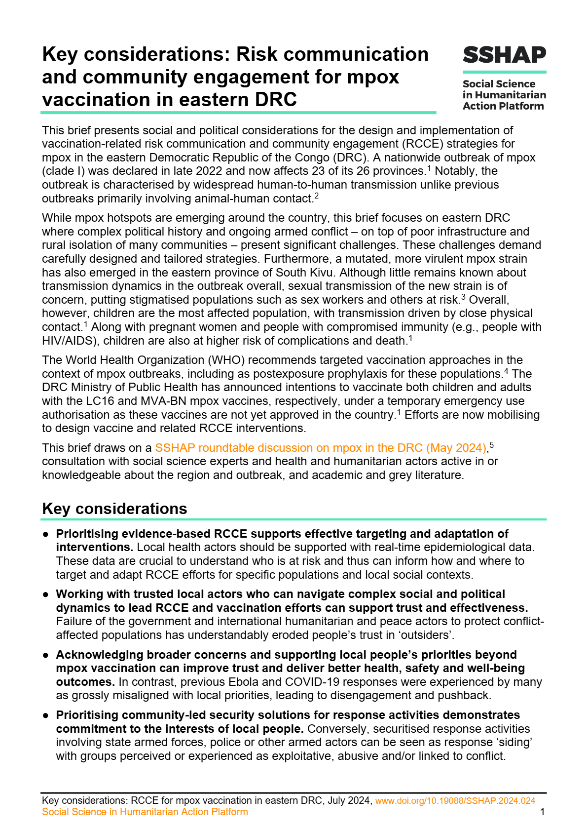 Key considerations: risk communication and community engagement for ...