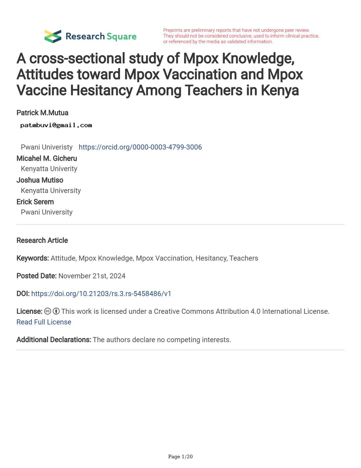 A cross-sectional study of mpox knowledge, attitudes toward mpox ...