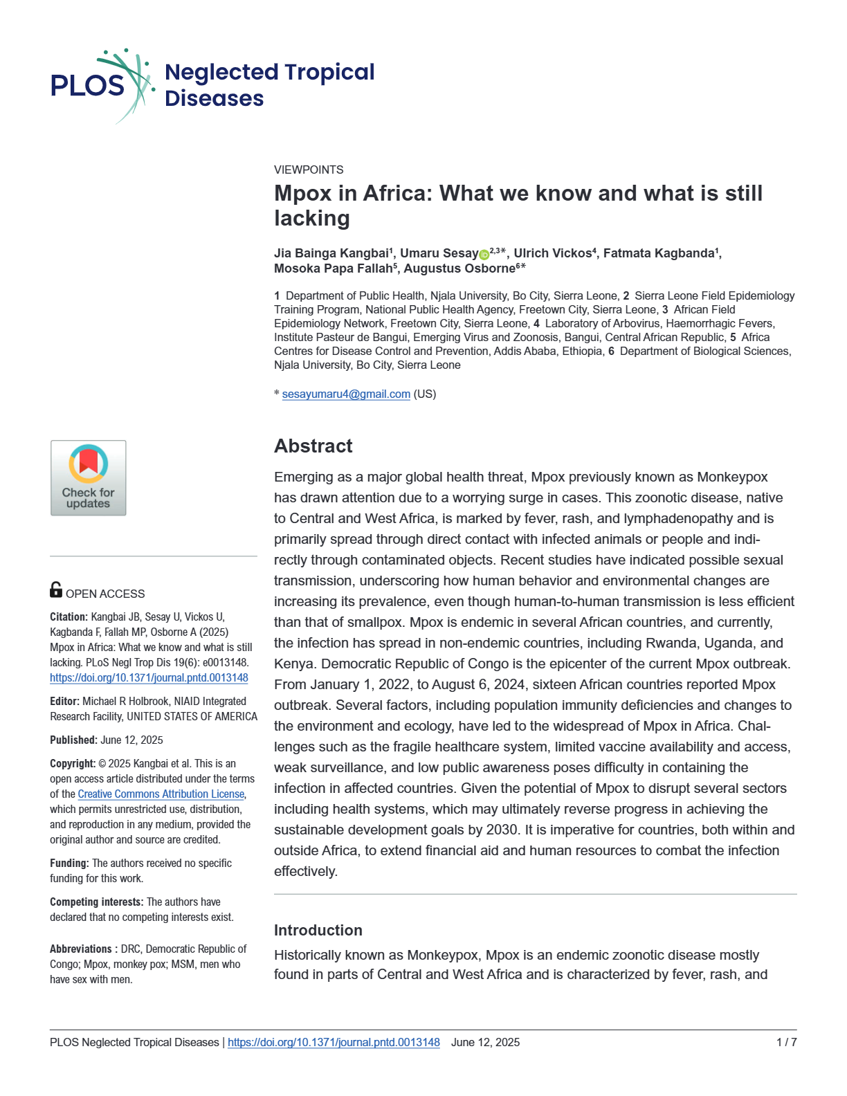 The surge of mpox in Africa: a call for action — Africa Health ...