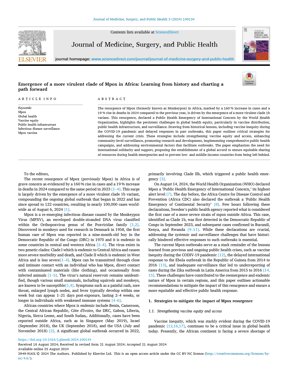 Mpox knowledge, attitudes towards mpox vaccine and hesitancy for Mpox ...